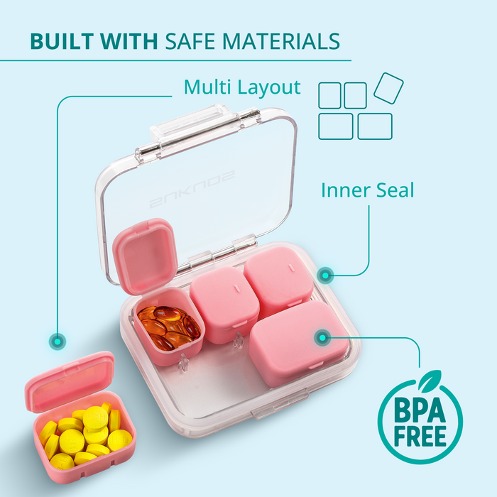 Sukuos Daily Use Multicase Pill Organizer 1 Pack, Easy to Open Interch